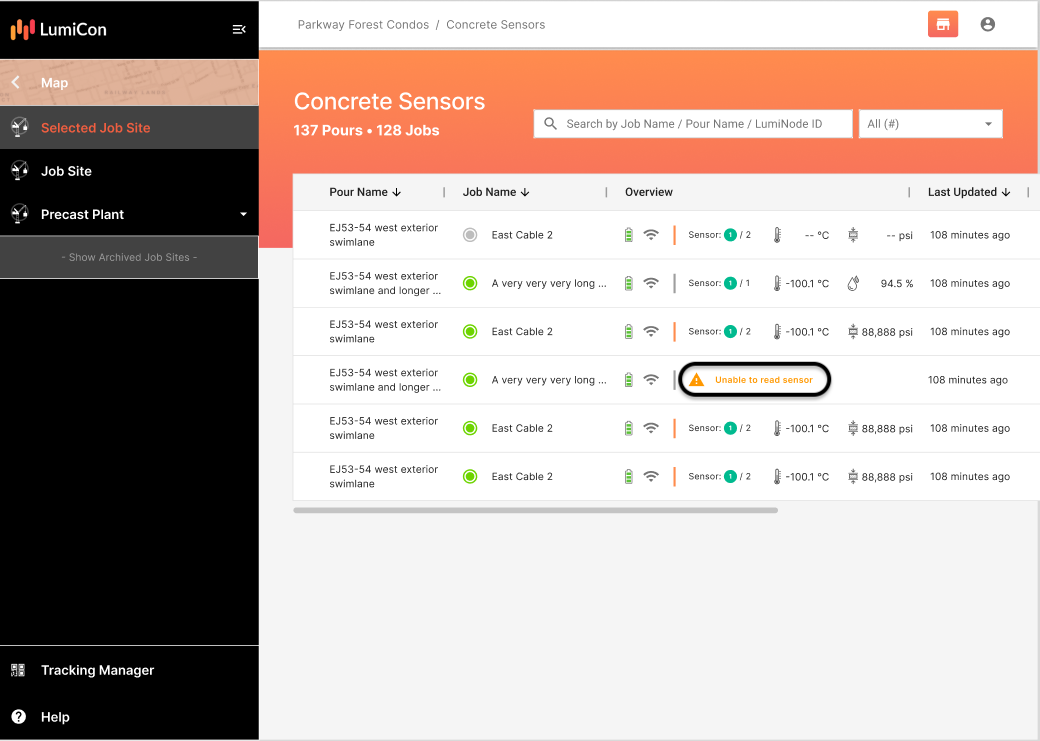 What to do if I receive a warning message saying "Unable to read sensor ...